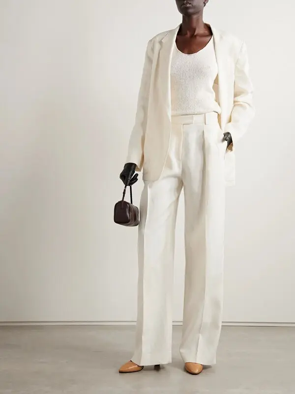 THE ROW Antone Pleated Wide-leg Linen Pants