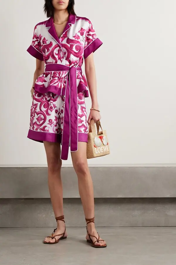 Dolce & Gabbana Maiolica Printed Silk-satin Twill Shorts