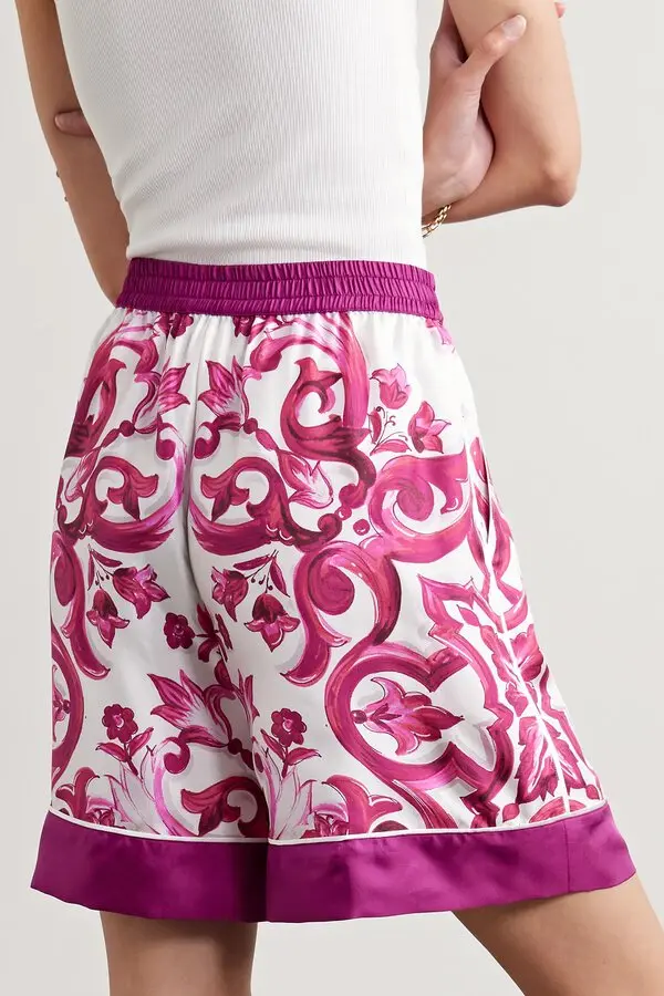 Dolce & Gabbana Maiolica Printed Silk-satin Twill Shorts