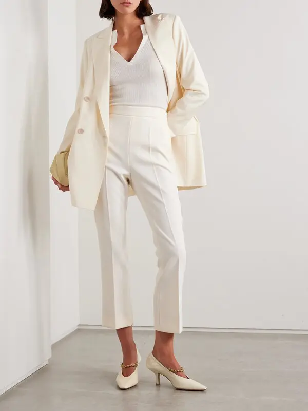 Max Mara Parata Cropped Tapered Cady Pants - Off-white