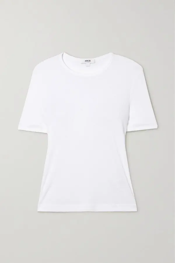 AGOLDE Abbie Ribbed Stretch-jersey T-shirt