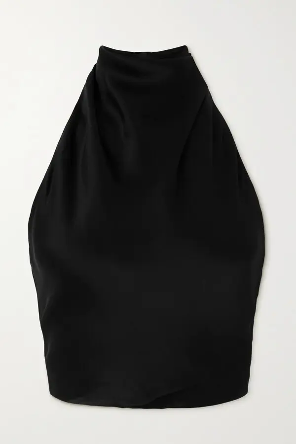 Matteau Net Sustain Satin Halterneck Top - Black