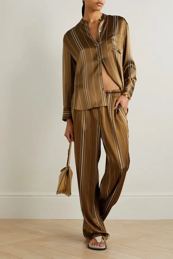 Vince Striped Silk-satin Shirt
