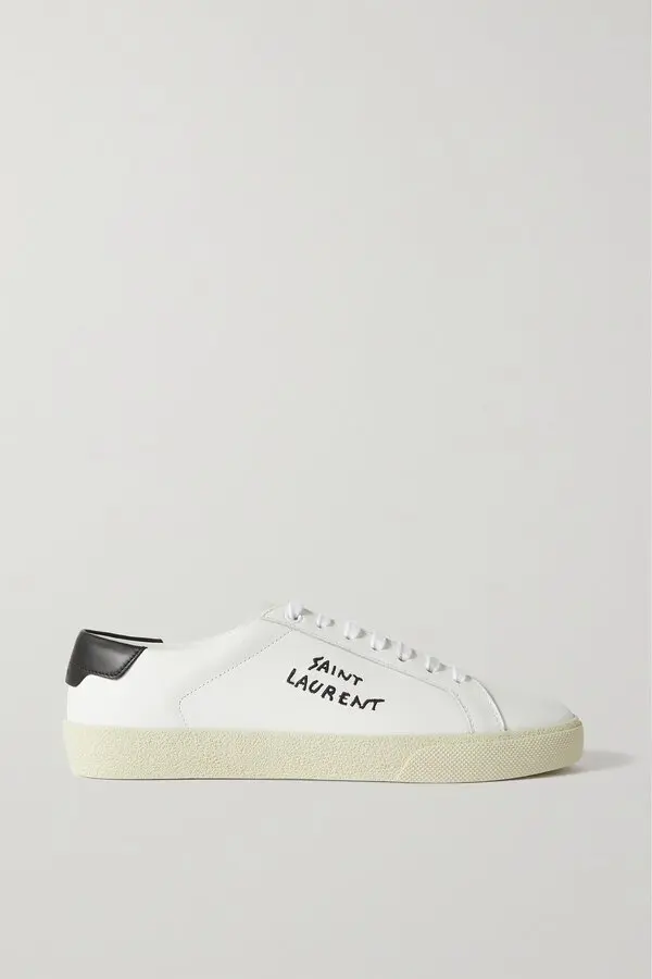 Saint Laurent Court Classic Sl/06 Logo-embroidered Leather Sneakers - White