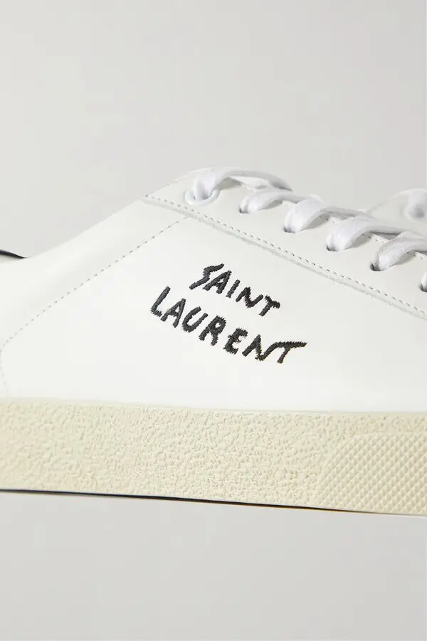 Saint Laurent Court Classic Sl/06 Logo-embroidered Leather Sneakers - White