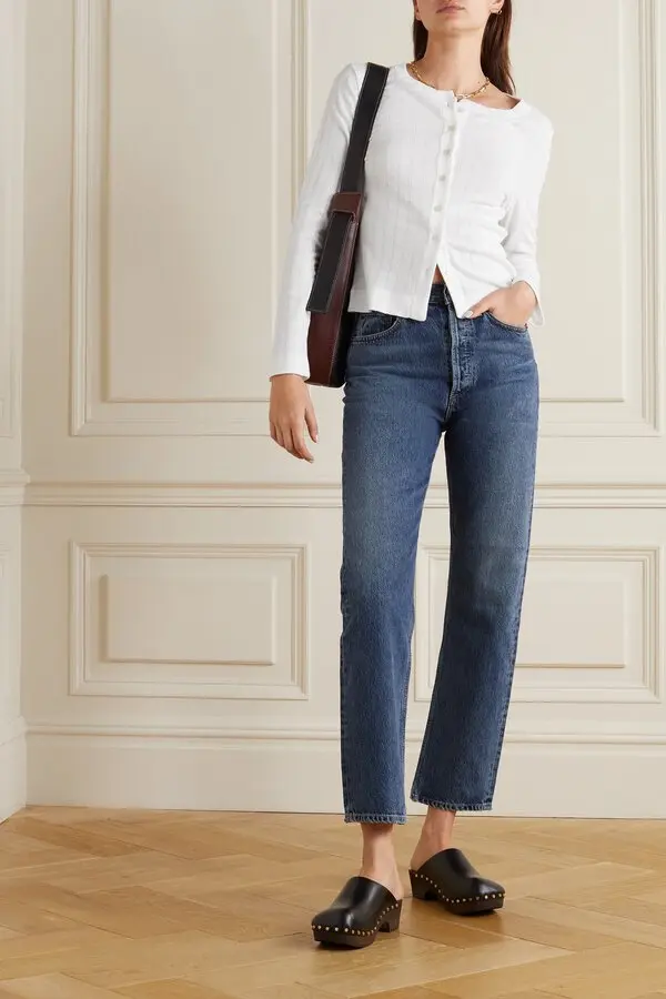 LESET Pointelle-knit Cotton-jersey Cardigan