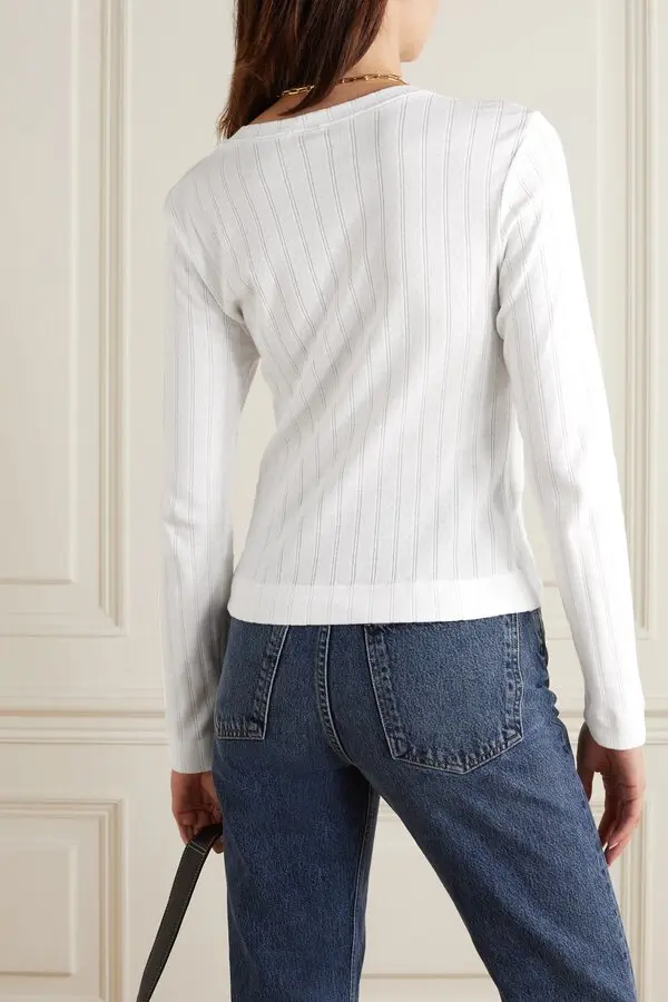 LESET Pointelle-knit Cotton-jersey Cardigan