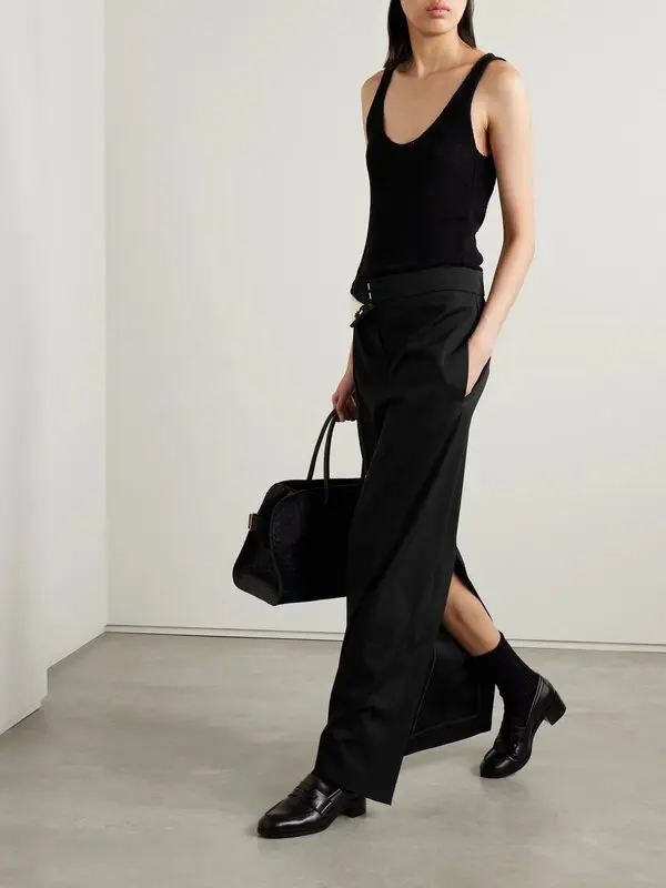 THE ROW Trevy Grain De Poudre Wool Maxi Skirt