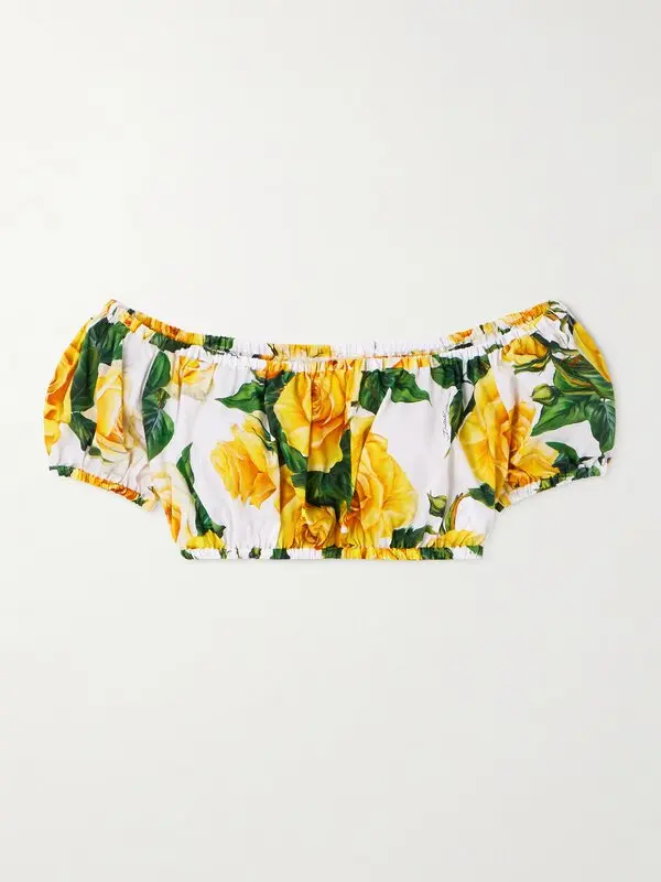 Dolce & Gabbana Off-the-shoulder Floral-print Top - Yellow