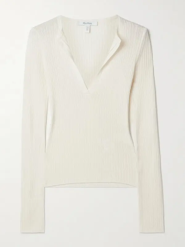 Max Mara Urlo Ribbed Silk And Cashmere-blend Sweater - White