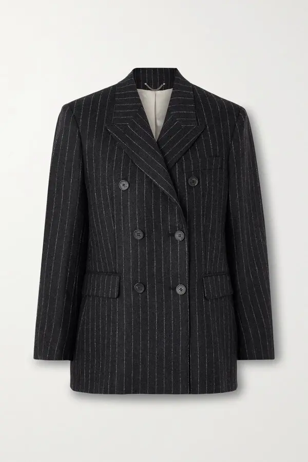 GOLDEN GOOSE Pinstriped Wool-blend Flannel Blazer