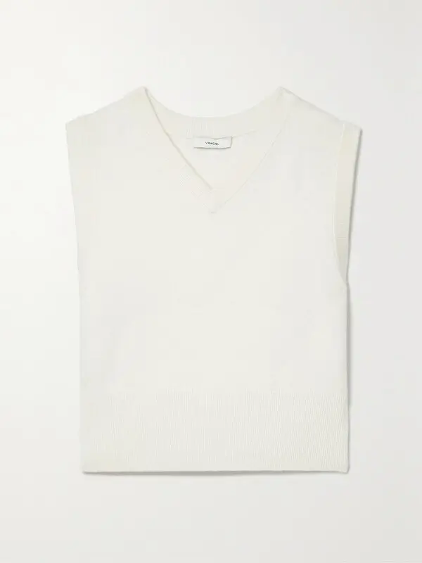 Vince Cropped Wool-blend Vest With Cashmere