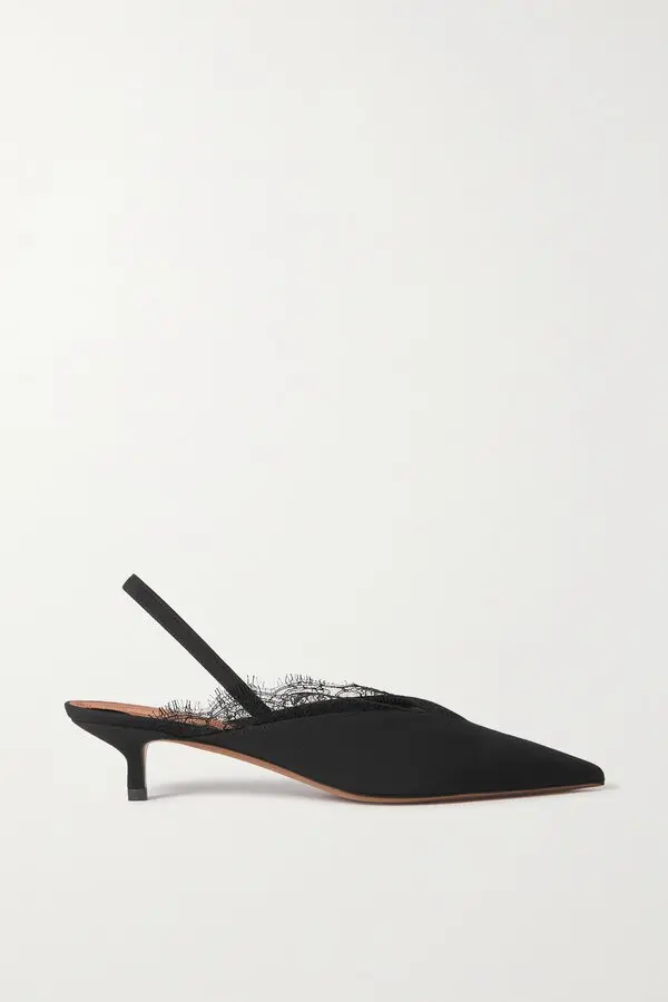 NEOUS Irena Lace-trimmed Slingback Pumps - Black