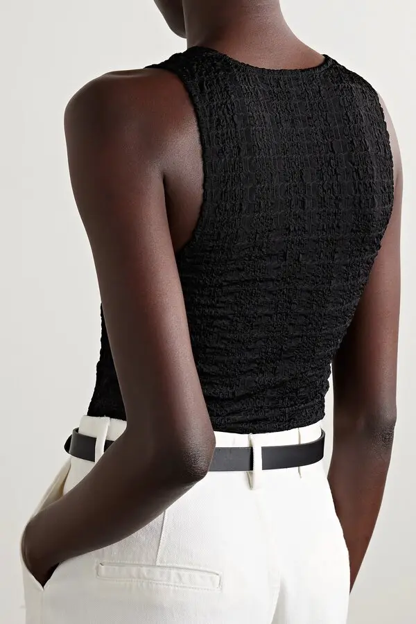 Vince Shirred Stretch-jersey Tank
