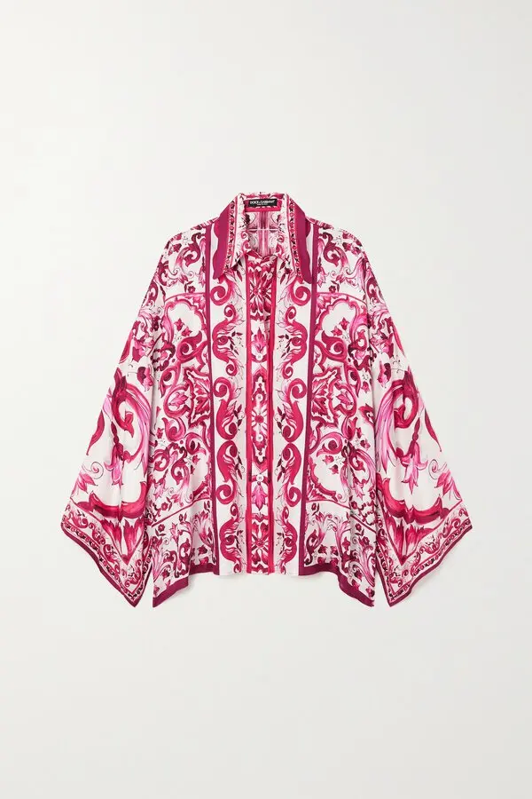 Dolce & Gabbana Maiolica Printed Silk-twill Shirt