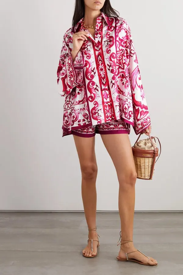 Dolce & Gabbana Maiolica Printed Silk-twill Shirt