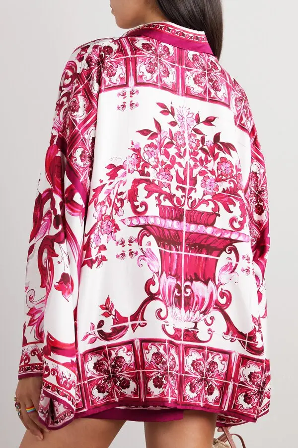 Dolce & Gabbana Maiolica Printed Silk-twill Shirt