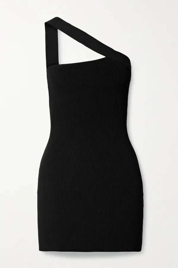 Gauge81 Soria One-shoulder Ribbed-knit Mini Dress
