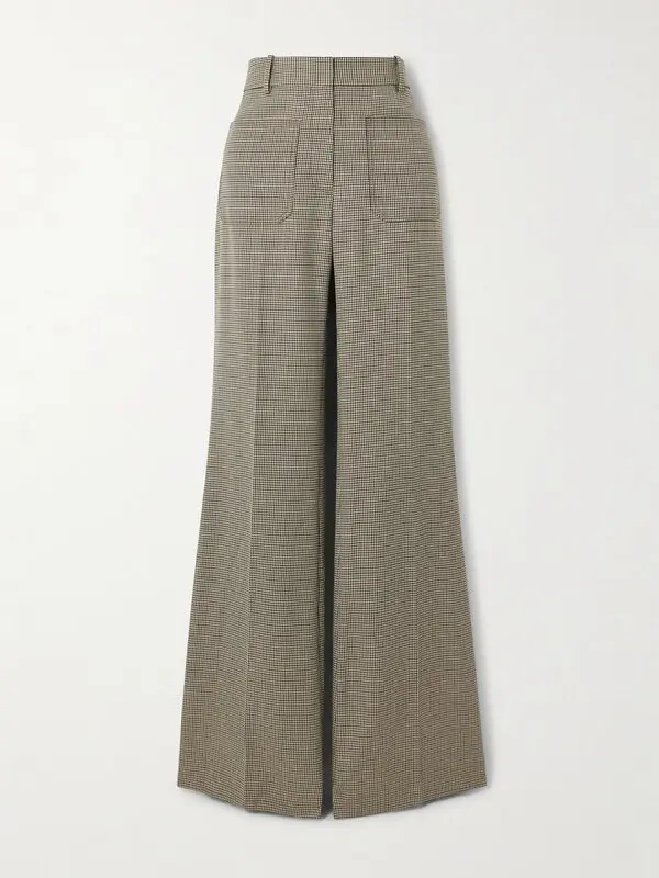 NILI LOTAN Christophe Houndstooth Wool Flared Pants