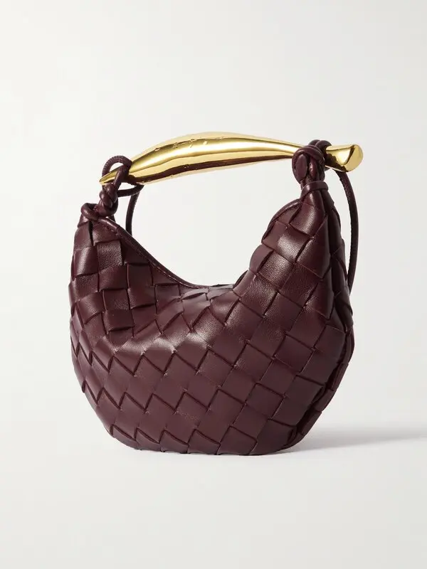 Bottega Veneta Sardine Mini Intrecciato Leather Shoulder Bag - Red