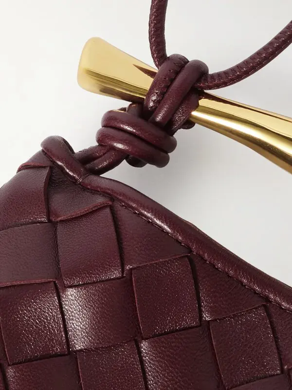 Bottega Veneta Sardine Mini Intrecciato Leather Shoulder Bag - Red