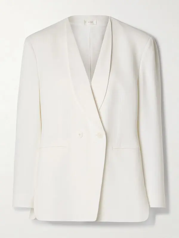 THE ROW Alda Double-breasted Cady Blazer - White