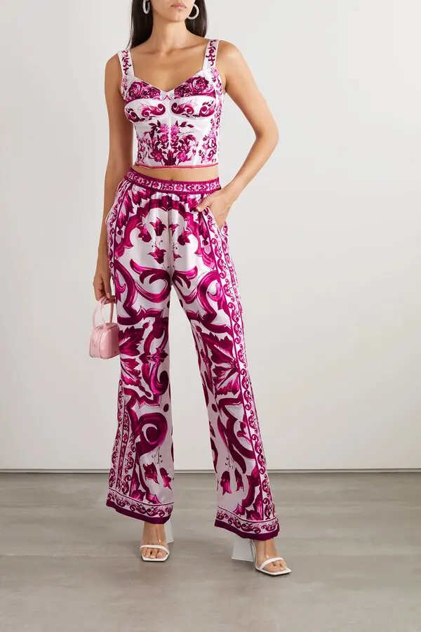 Dolce & Gabbana Floral-print Mesh Bustier Top