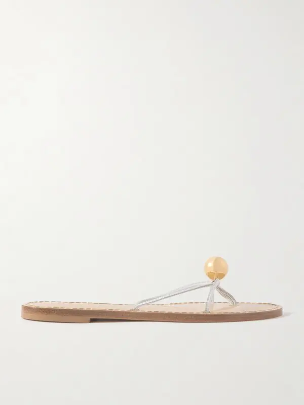 AMANU The Malawi Embellished Leather Sandals - White