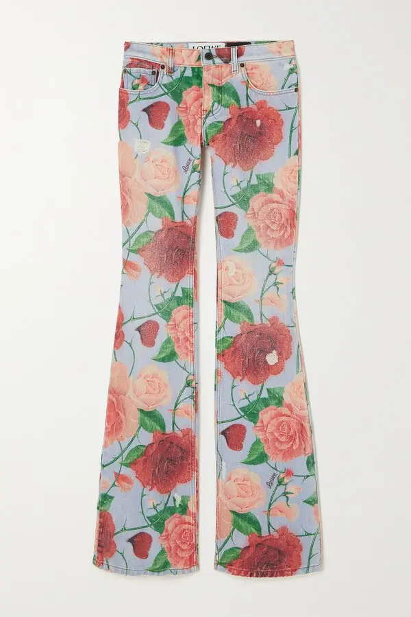 Loewe Paula's Ibiza Roses Floral-print Flared Jeans - Pink