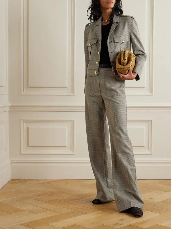 NILI LOTAN Lise Cropped Houndstooth Wool Jacket
