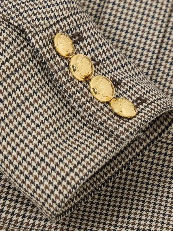 NILI LOTAN Lise Cropped Houndstooth Wool Jacket