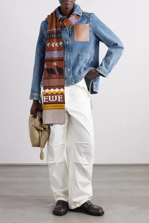 Loewe Leather-trimmed Denim Jacket