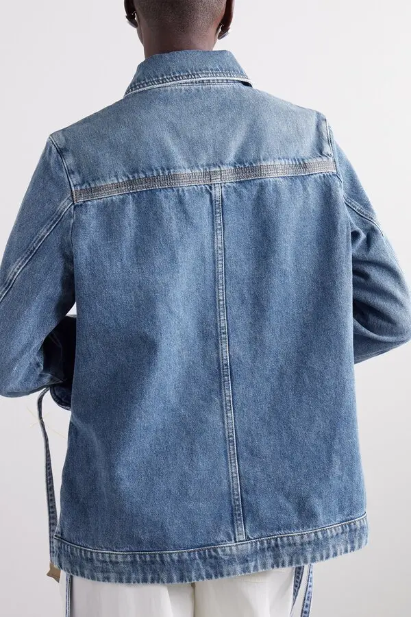 Loewe Leather-trimmed Denim Jacket