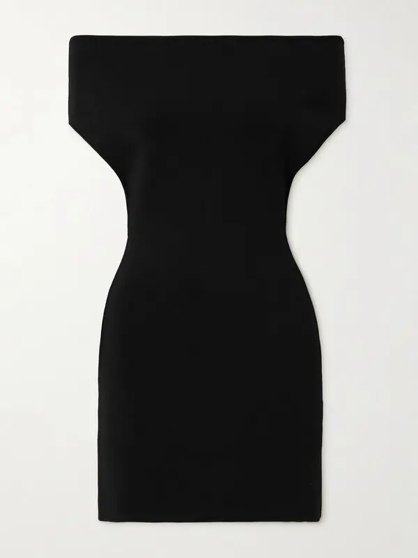 Jacquemus Off-the-shoulder Open-back Stretch-knit Mini Dress - Black