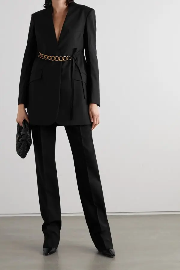Givenchy Chain-embellished Wool Wrap Blazer