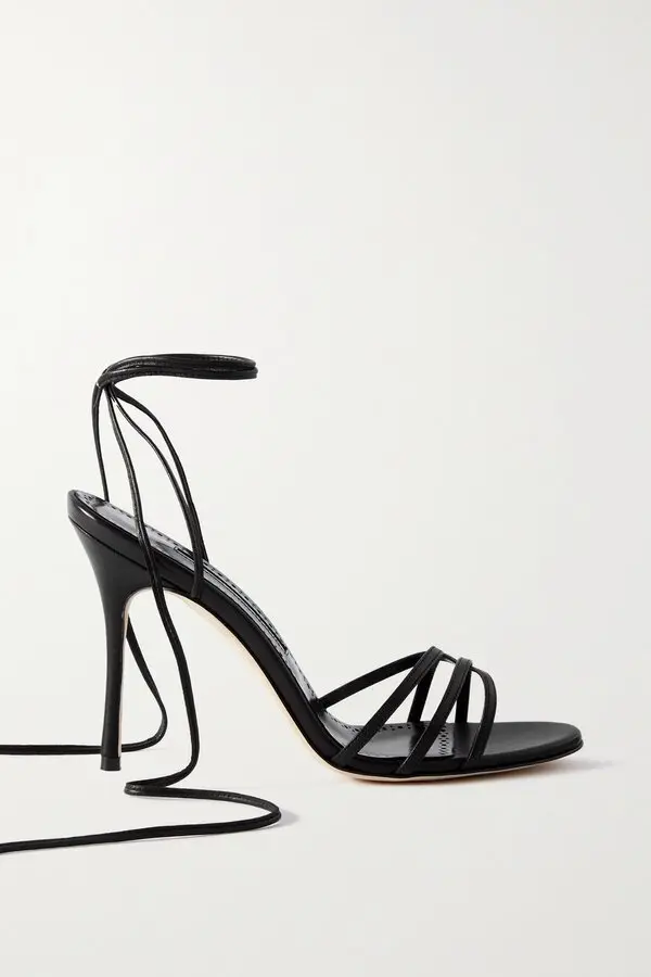 Manolo Blahnik Leva 105 Leather Sandals - Black
