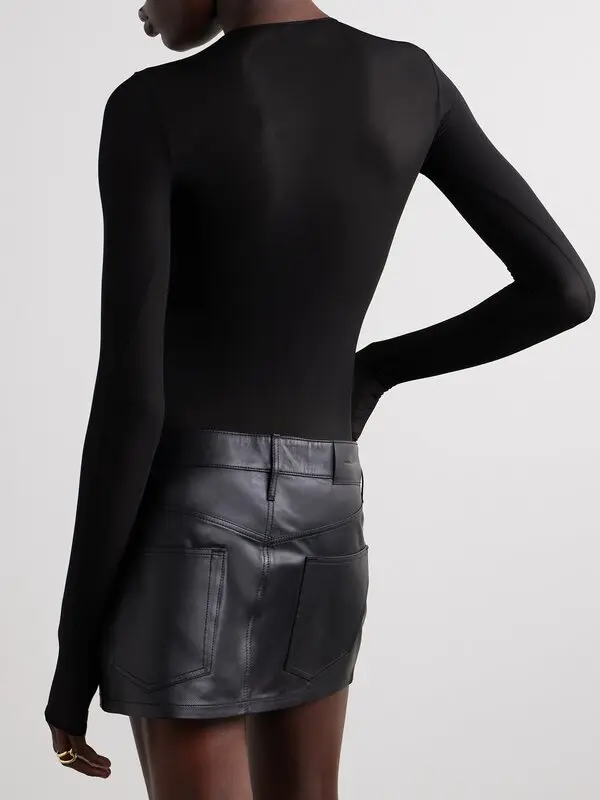Wardrobe.NYC Stretch-jersey Thong Bodysuit - Black