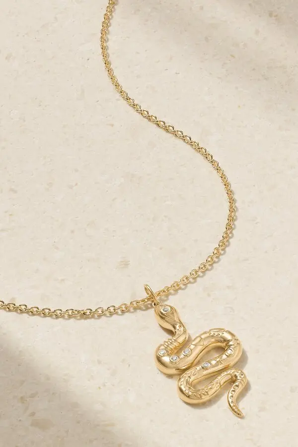 SYDNEY EVAN Snake Diamond Necklace - Gold