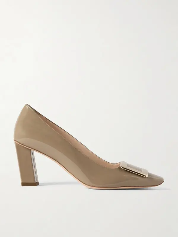 ROGER VIVIER Belle Vivier 75 Buckled Patent-leather Pumps - Neutrals