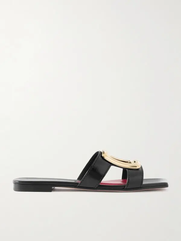 ROGER VIVIER Nagoya Embellished Leather Slides - Black