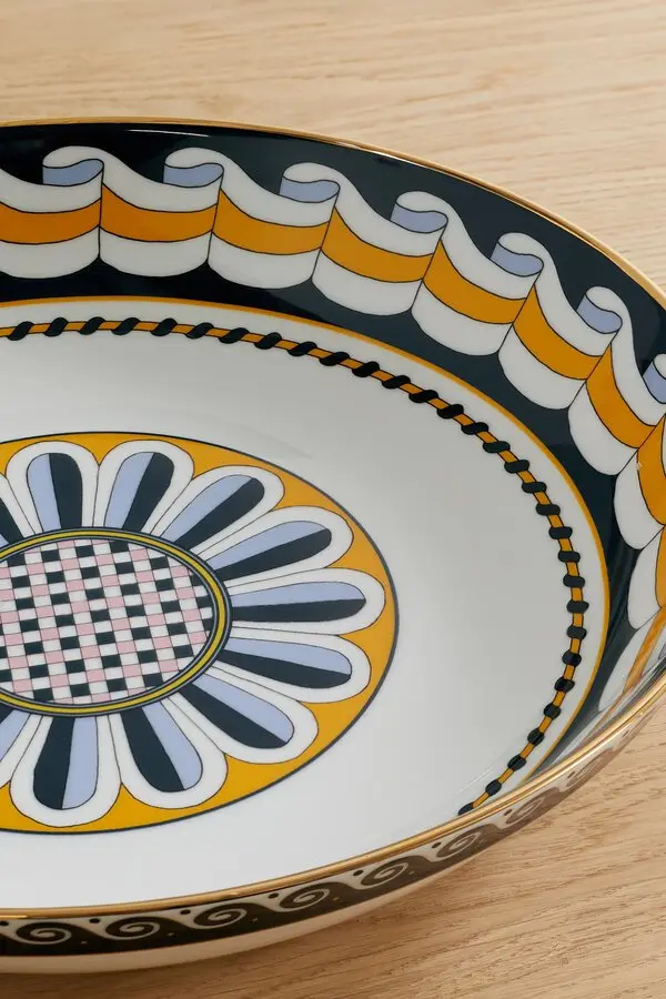 La DoubleJ Napoli Printed Poreclain Pasta Bowl - Blue