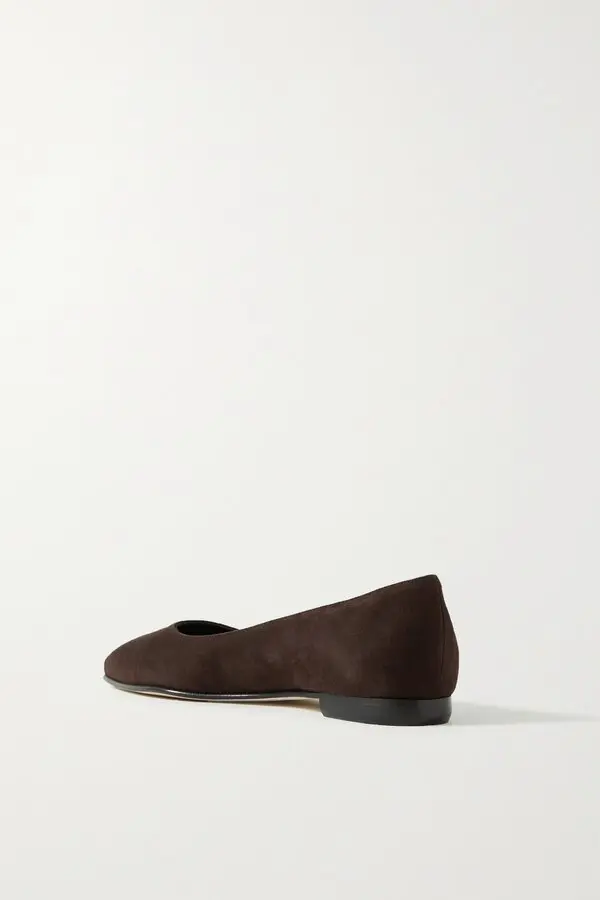 Manolo Blahnik Gelista Suede Ballet Flats - Brown