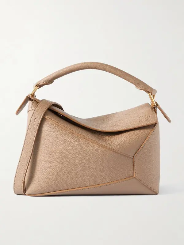 Loewe Puzzle Edge Small Textured-leather Shoulder Bag - Neutrals