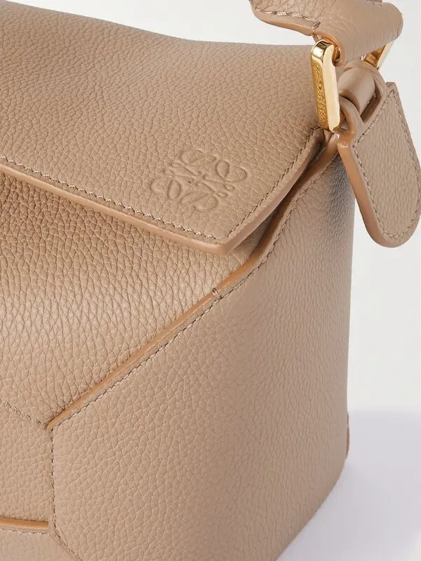 Loewe Puzzle Edge Small Textured-leather Shoulder Bag - Neutrals