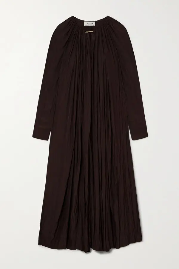 LANVIN Gathered Charmeuse Maxi Dress - Brown