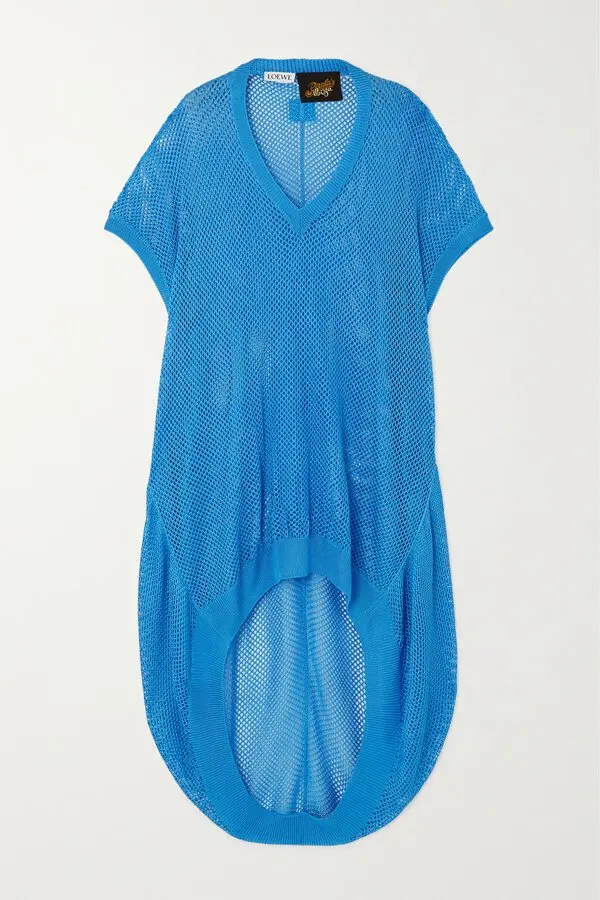 Loewe Paula's Ibiza Asymmetric Mesh Dress - Blue
