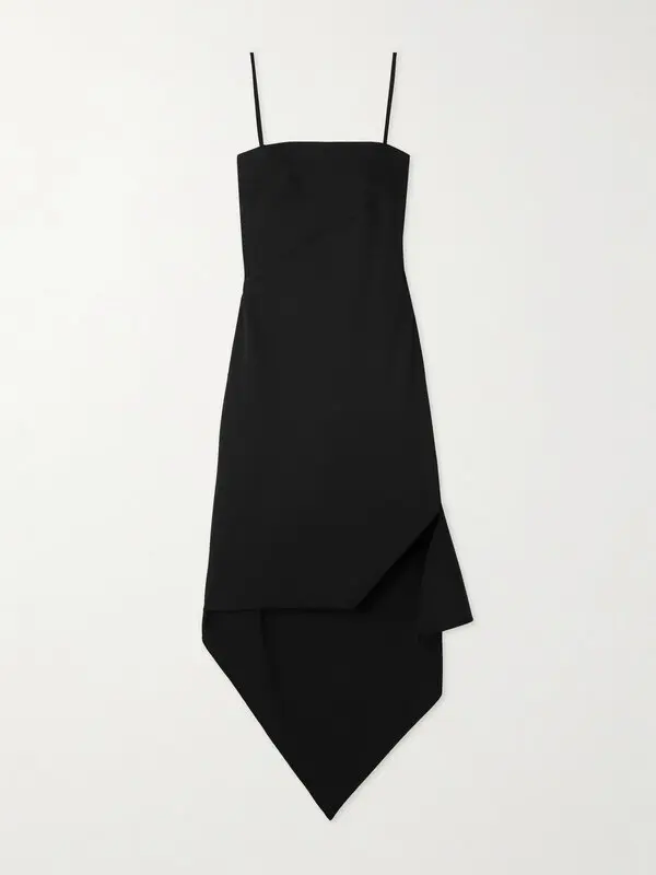 Helmut Lang Asymmetric Zip-detailed Wool Midi Dress