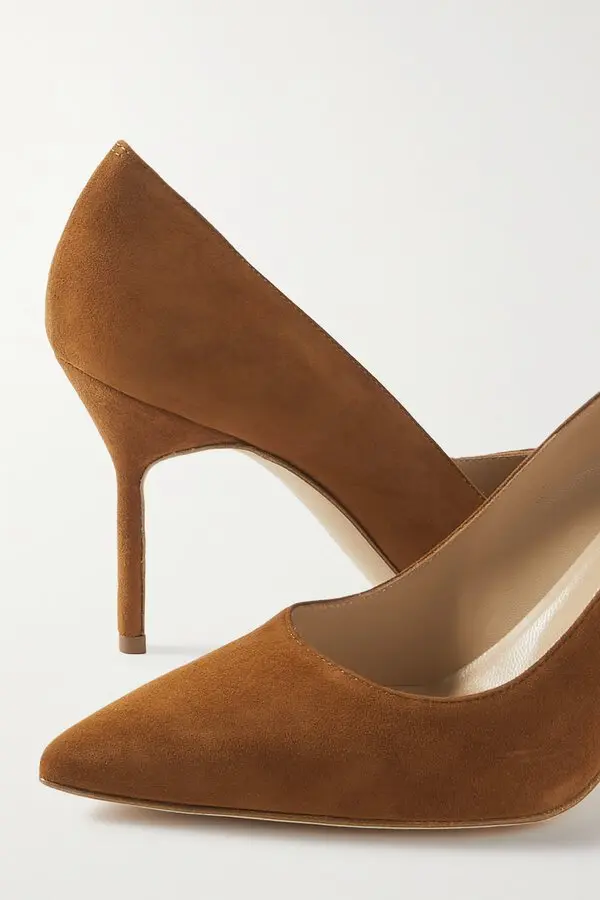 Manolo Blahnik Bb 90 Suede Pumps - Brown