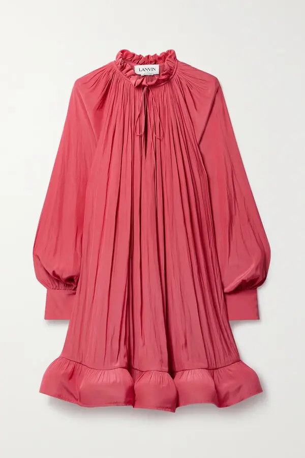 LANVIN Ruffled Charmeuse Mini Dress - Pink