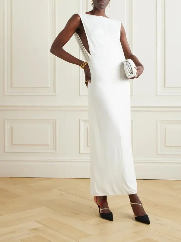 Jacquemus Draped Open-back Ribbed Jersey Maxi Dress